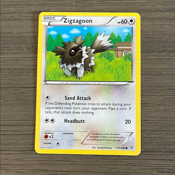 Pokemon | Toys | Pokemon Trading Card Zigzagoon With Yellow Border ...